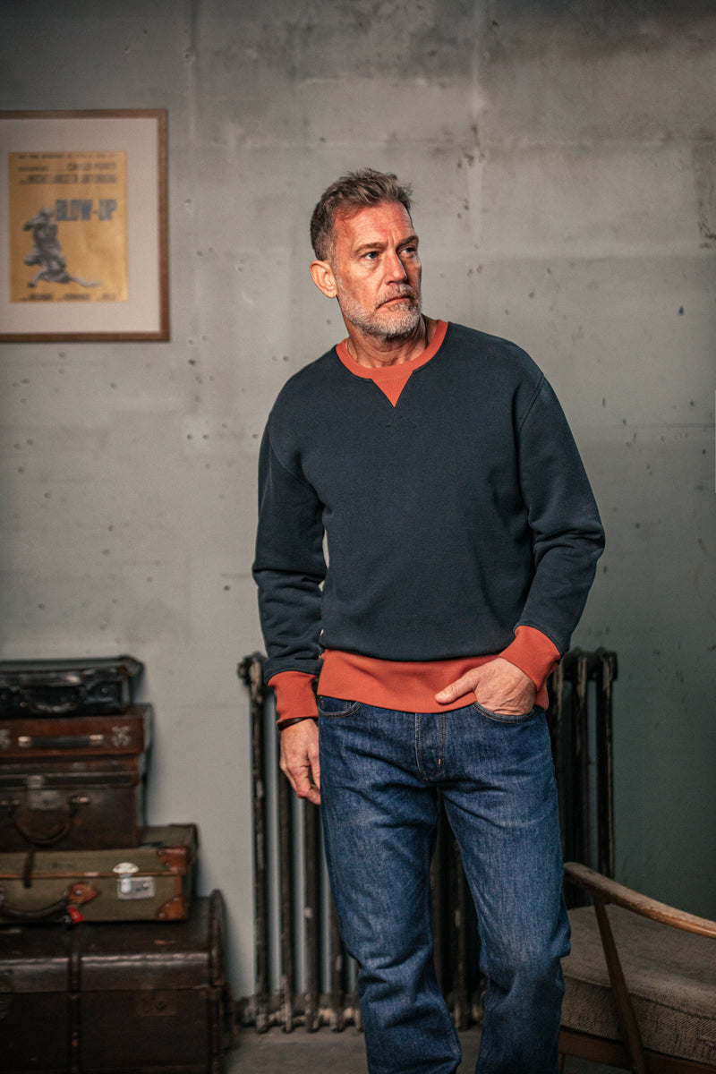 Marshall Colour Block Sweatshirt Navy | Men's Sweatshirt | &SONS