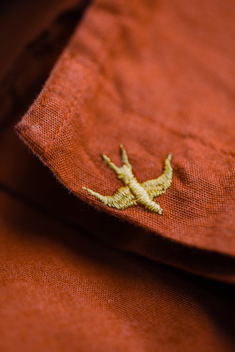 Damsons Double Bowling Shirt Burnt Orange – &SONS