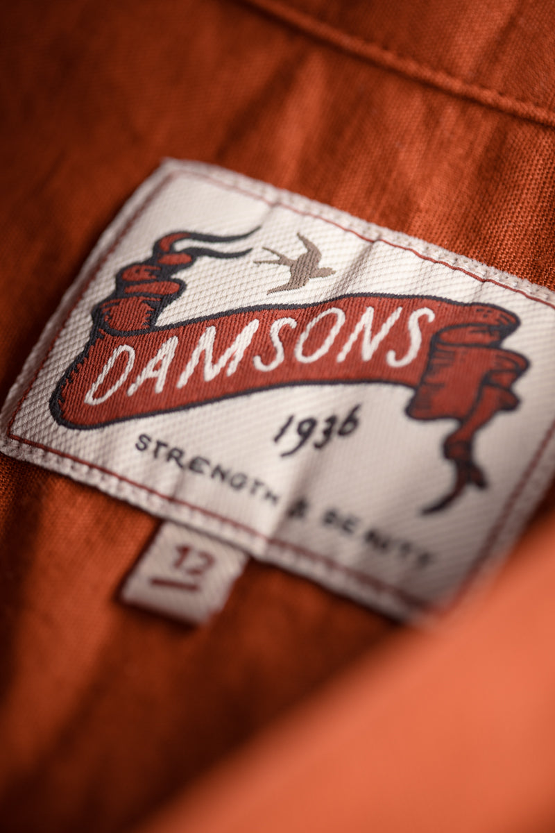 Damsons Double Bowling Shirt Burnt Orange – &SONS